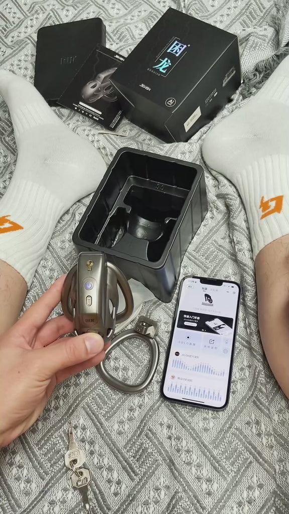 JEUSN Male electric shock Chastity Cage Remote control of mobile app I ...
